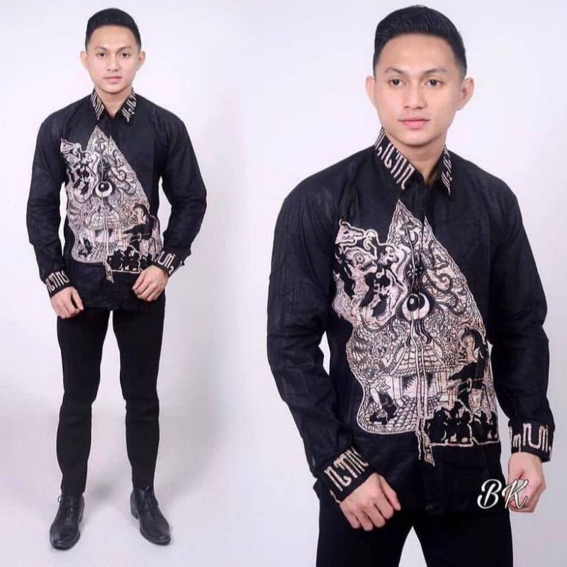 Jual Batik Hitam Manis Kemeja Batik Hitam Pria Lengan Panjang Kemeja ...