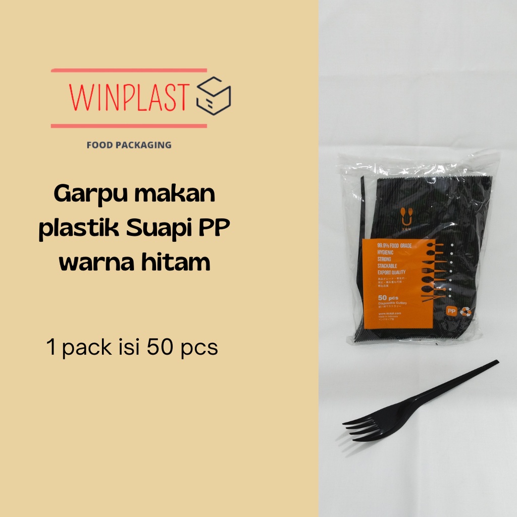 Jual Garpu makan plastik Suapi PP warna hitam 1 pack isi 50 pcs ...
