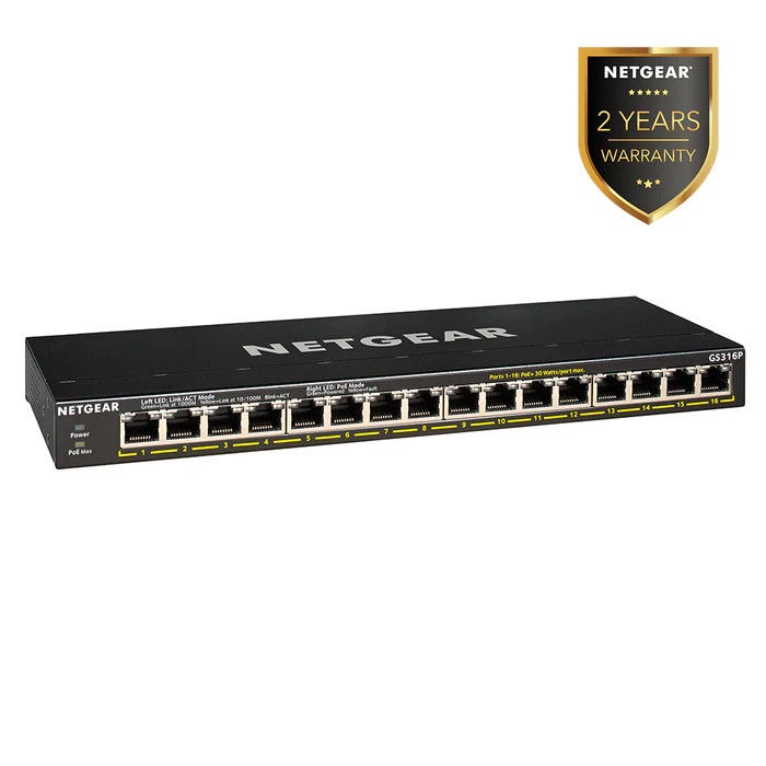 Jual Netgear GS316P 16-Port Gigabit Ethernet Unmanaged POE+ Switch POE ...
