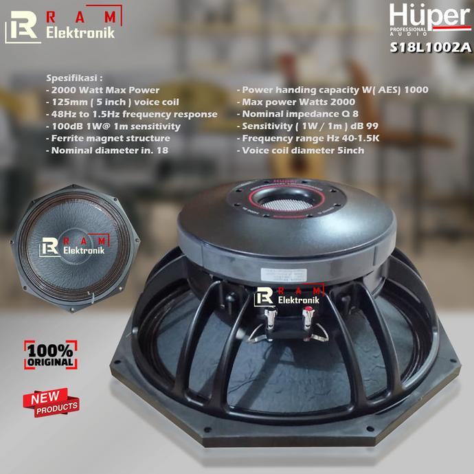 Jual Komponen Componen Speaker HUPER 1000 Watt 18 inch S18L1001A S18 ...