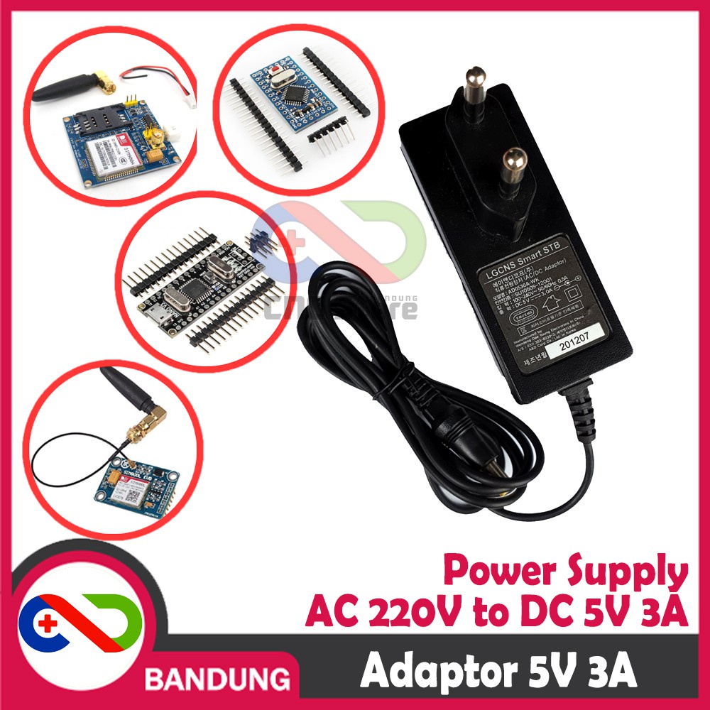 Jual ADAPTOR 5V 3A 15W POWER SUPPLY DC SWITCHING MURNI FOR NANO NODEMCU ...
