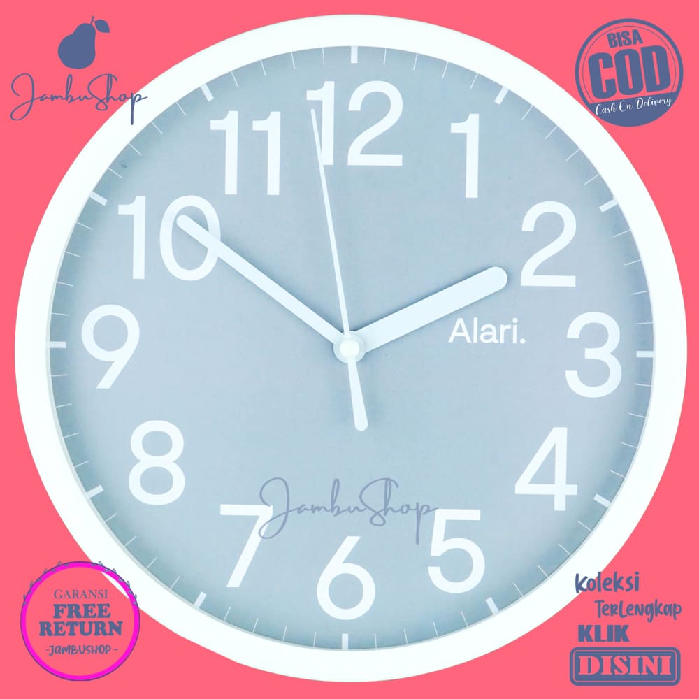 Jual Jam Dinding Quartz Minimalis Abu Alari AL1113-1668 Dekorasi ...