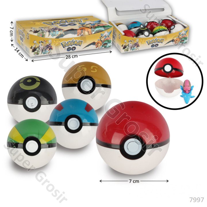 Jual Mainan Anak Bola Pokemon_PokeBall _7 cm Pokemon Go_pikachu_Isi ...