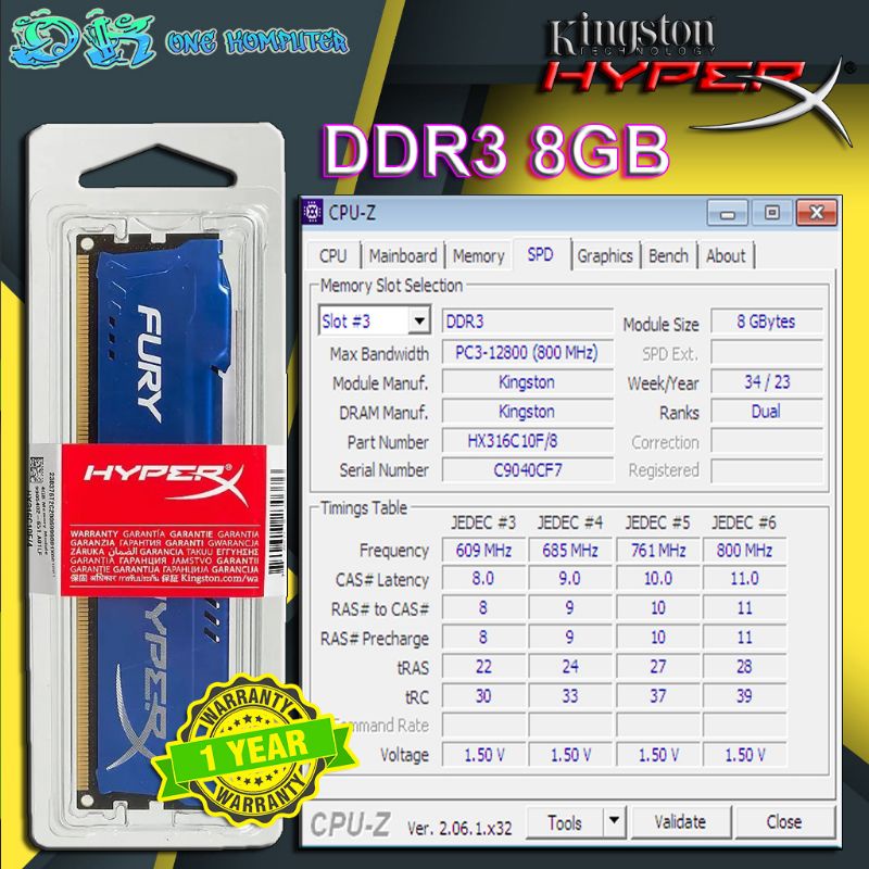 Jual Memory Ram Longdim Ddr3 8Gb HyperX Fury | Shopee Indonesia