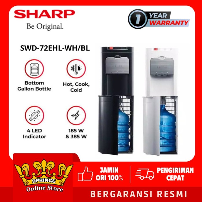Jual SHARP 72EHL Water Dispenser Galon bawah SWD-72EHL-WH/BL - Hitam,WRAPPING | Shopee Indonesia