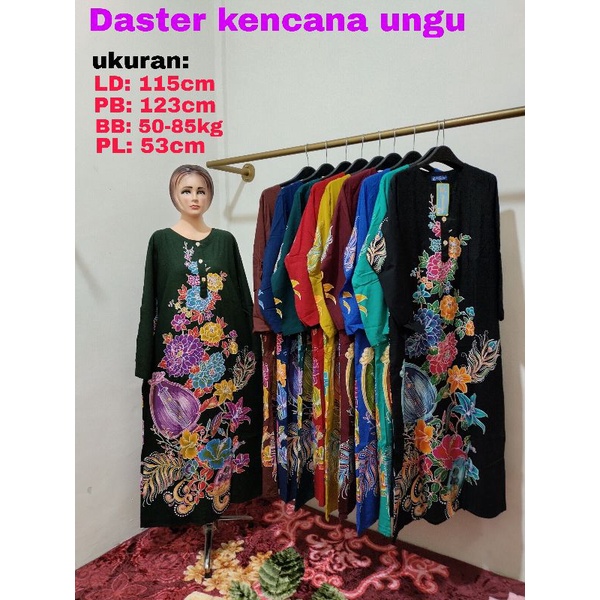 Jual Daster longdres LD 115cm lengan panjang kencana ungu label biru ...