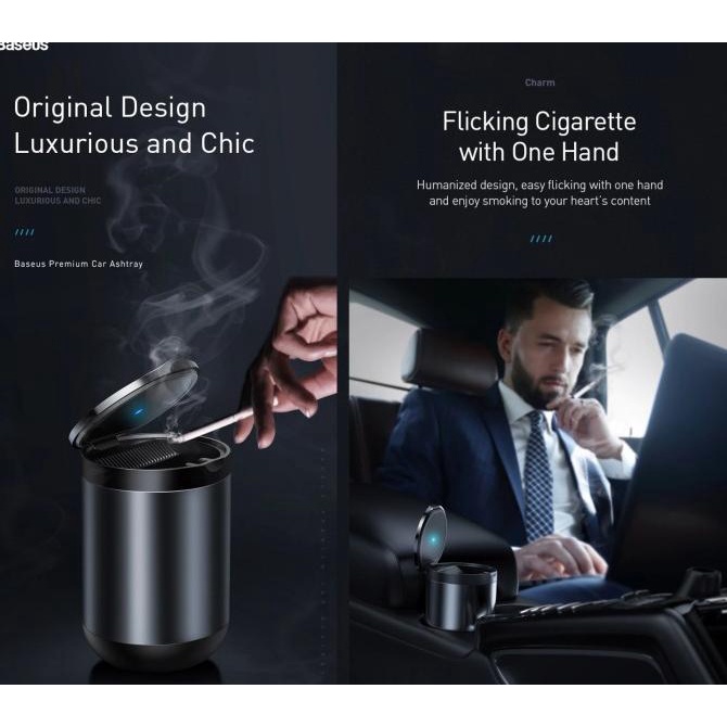 Jual BASEUS Asbak Mobil Cup Holder LED Light Aluminum CAR ASHTRAY ...