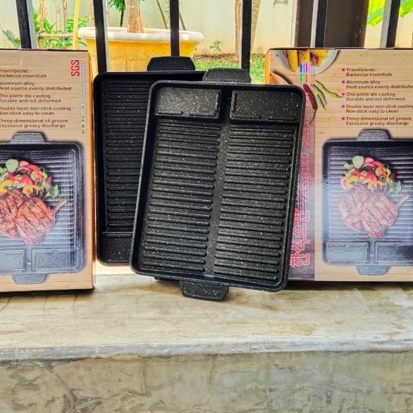 Jual Korean Grill Pan Yakiniku Barbeque Square Teflon + Kompor + Gas ...