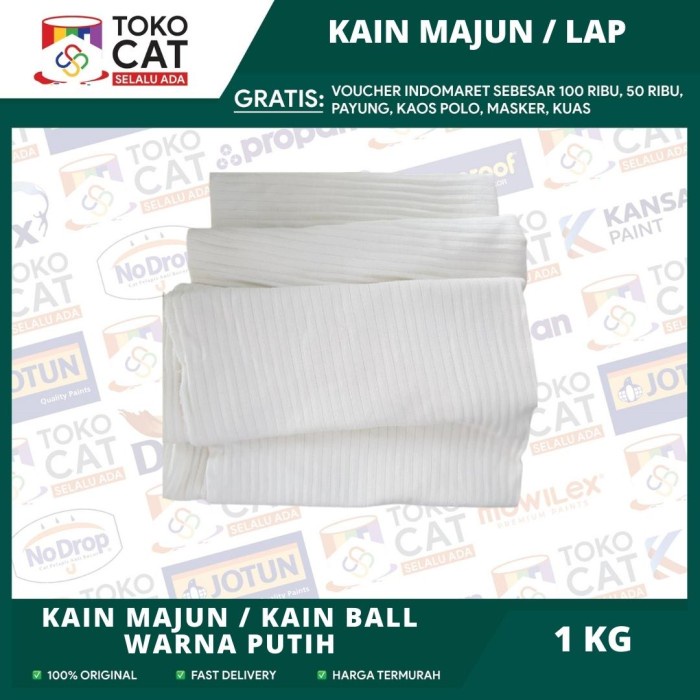 Jual KAIN LAP MAJUN PERCA PUTIH BAHAN KATUN TANPA JAHIT SERAP AIR 1KG ...