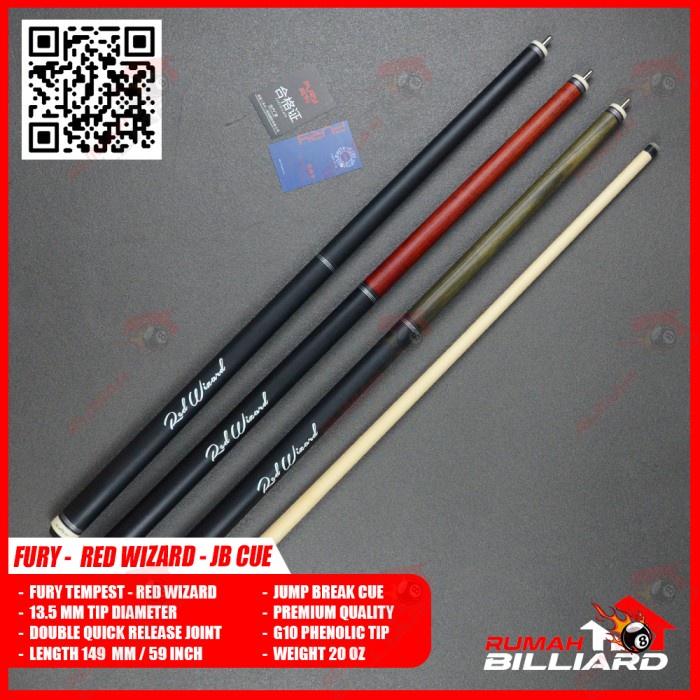 Jual Stick Billiard - Billiard Cue - Fury Red Wizard - Jump Break Cue ...