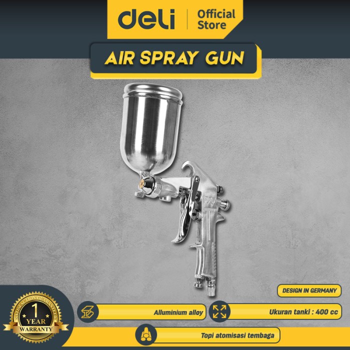 Jual Deli Spray Gun Tabung Atas 400 Cc Silver / Air Spray Gun Edl-Qpq ...