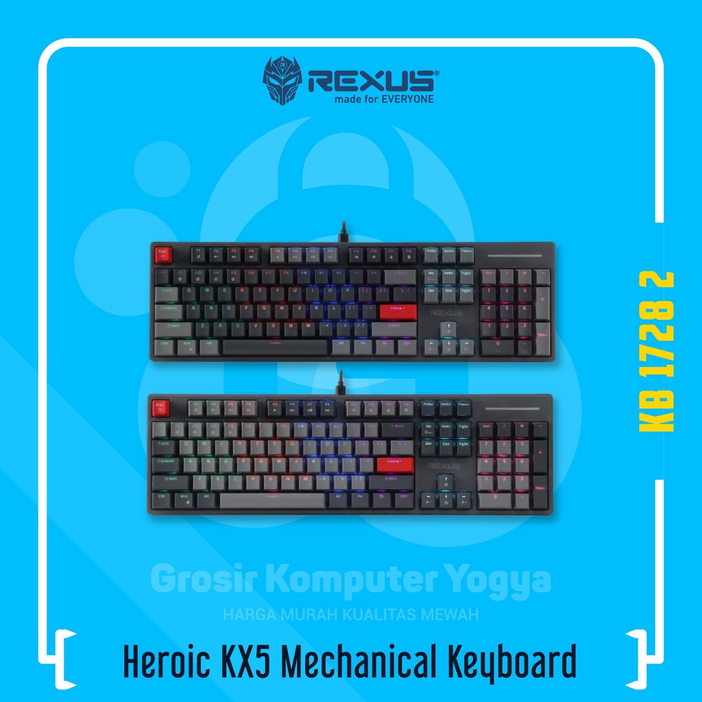 Jual Rexus Heroic KX5 16 LED Mode Full Keys Mechanical Gaming Keyboard ...