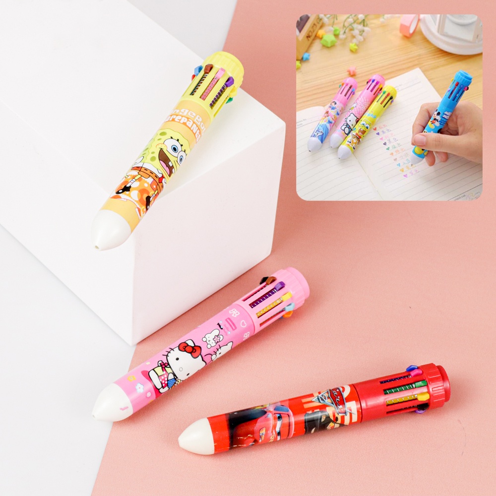 Jual Pena Ballpoint Multi Warna 10 Color Pen 1 PCS / Pena Ballpoint ...