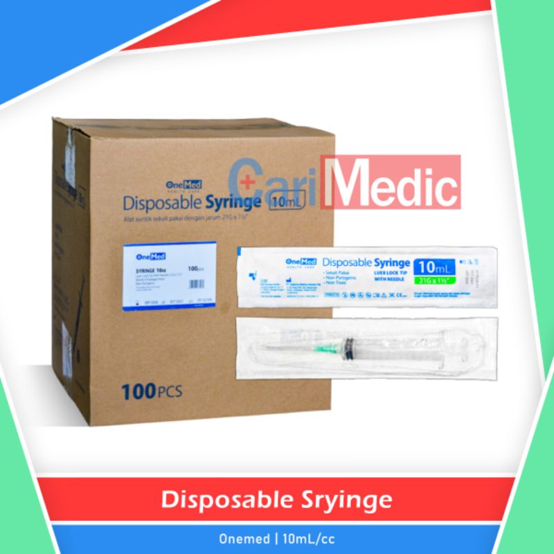 Jual OneMed Suntikan Steril Syringe Spuit With Needle 1ml 3ml 5ml 10ml ...