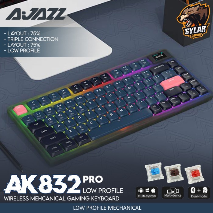 Jual Ajazz AK832 Pro Low Profile Wireless Mechanical Gaming Keyboard ...
