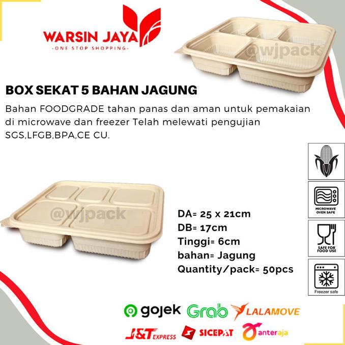 Jual TEMPAT MAKAN SEKALI PAKAI/LUNCH BOX BENTO SEKAT 5 BAHAN JAGUNG ...