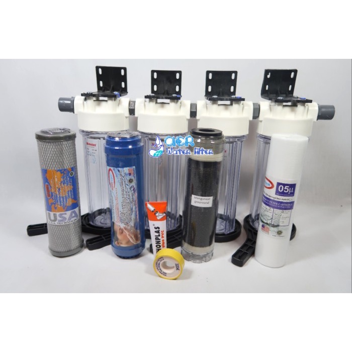 Jual Paket filter air ekonomis 4 housing 10" clear air besi | Shopee ...