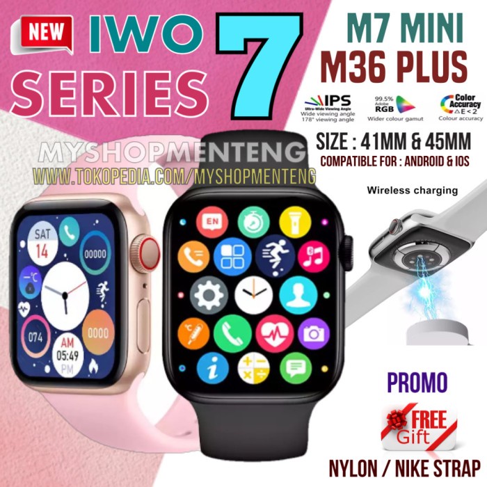 Jual SMART WATCH IWO M7 MINI 41MM & M36 PLUS 45MM SERIES 7 RETINA HD ...