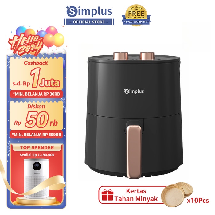 Jual Simplus Air Fryer 4L Low Watt 650W Penggorengan Sehat Tanpa Minyak | Shopee Indonesia