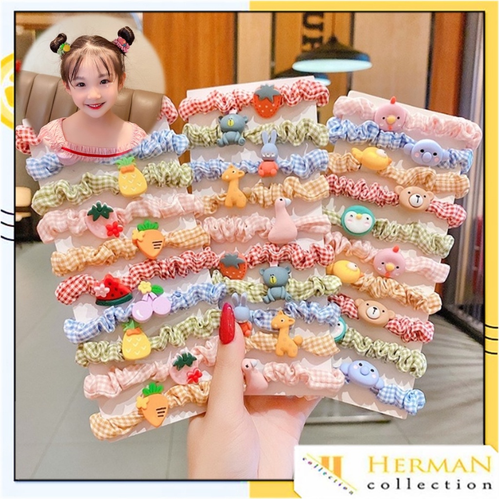 Jual HC Ikat Rambut Anak Perempuan 3D Lucu 10 in 1 Kunciran Rambut ...