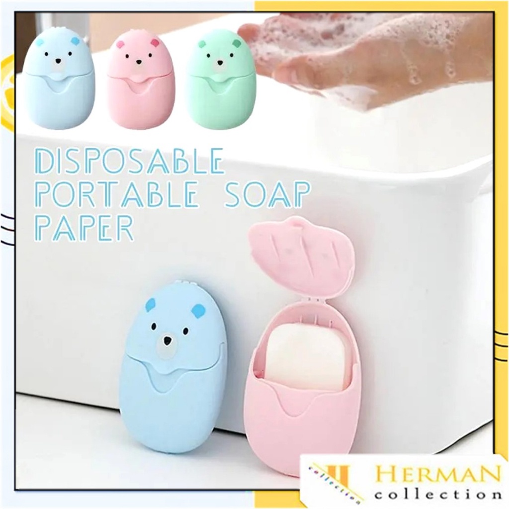 Jual HC Sabun Kertas Mini Motif Beruang Isi 50Pcs Hand Soap Mini Travel ...