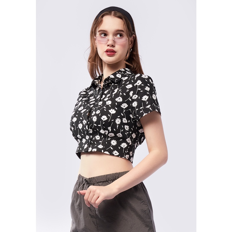Jual COLORBOX Printed Crop Top With Fitted Waist Black | Shopee Indonesia