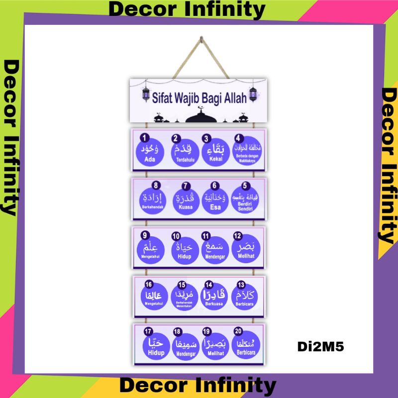 Jual Hiasan dinding wall decor SIFAT WAJIB BAGI ALLAH 6 susun gantungan dinding edukasi islami ...