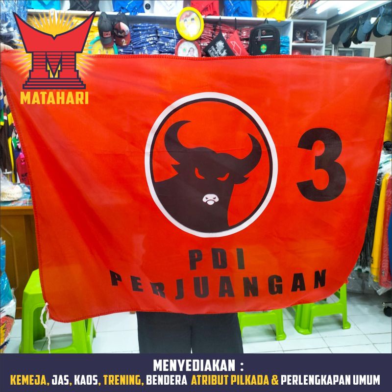 Jual bendera partai PDI perjuangan 60 x 90 cm isi 100 pcs / lembar ...