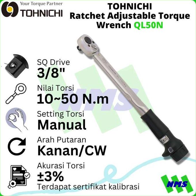 Jual HARGA DISC - Kunci Torsi QL50N 3/8" 10 - 50Nm TOHNICHI Torque Wrench | Shopee Indonesia