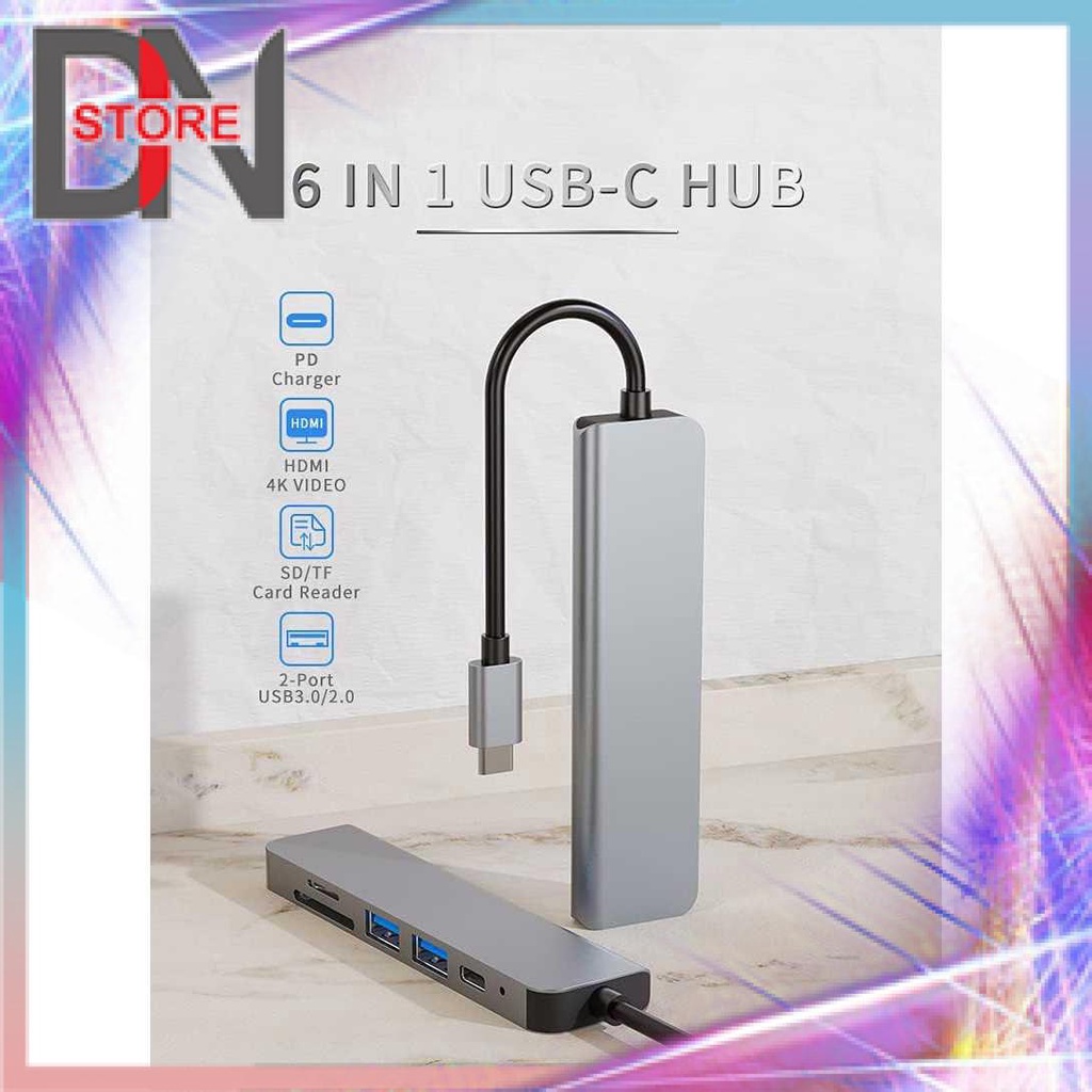 Jual BAKEEY USB Hub Type C 6 in 1 HDMI 4K Display PD Fast Charge Adaptor - BK6 | Shopee Indonesia