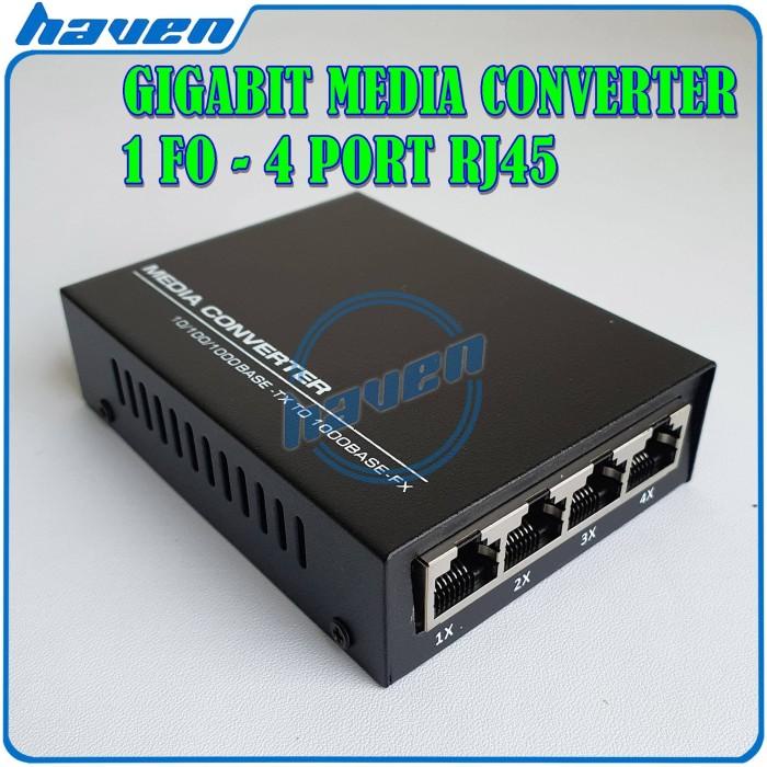 Jual Gigabit Media Converter Fiber Optik 1 Fo 4 Lan Port Ethernet Rj45 | Shopee Indonesia