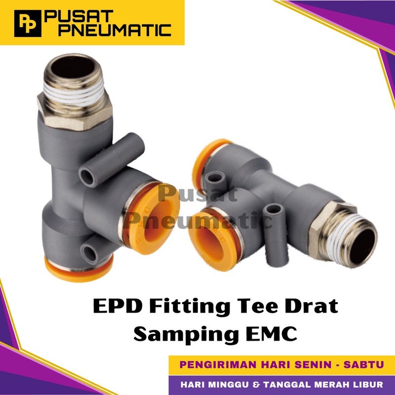 Jual EPD 08-01 Fitting Tee Drat Samping Slip Lock Selang 8mm Drat 1/8 ...