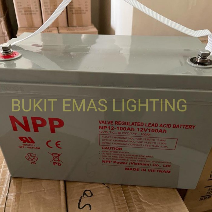 Jual Battery Aki Vrla 100Ah 12V Np12-100 Npp Terlariss !! | Shopee ...