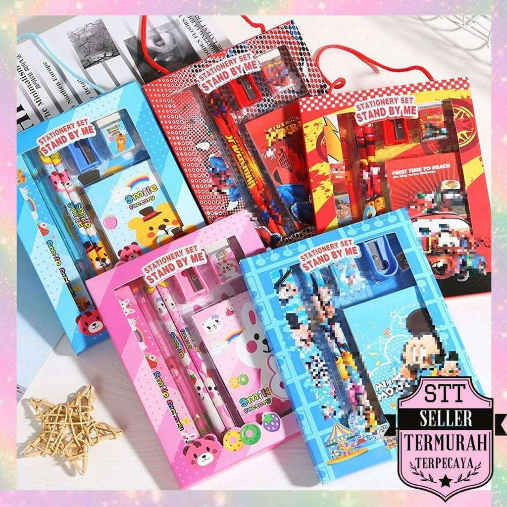 Jual STT Alat Tulis Set 6IN1 Stationery Set Lucu Karakter 6 IN 1 Set Perlengkapan Pensil ...