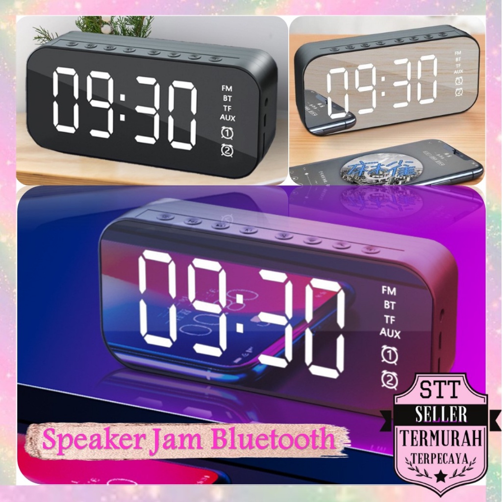 Jual STT Speaker Jam Bluetooth Portable Sound Clock Alarm Digital Radio FM Nirkabel Bass Mini ...