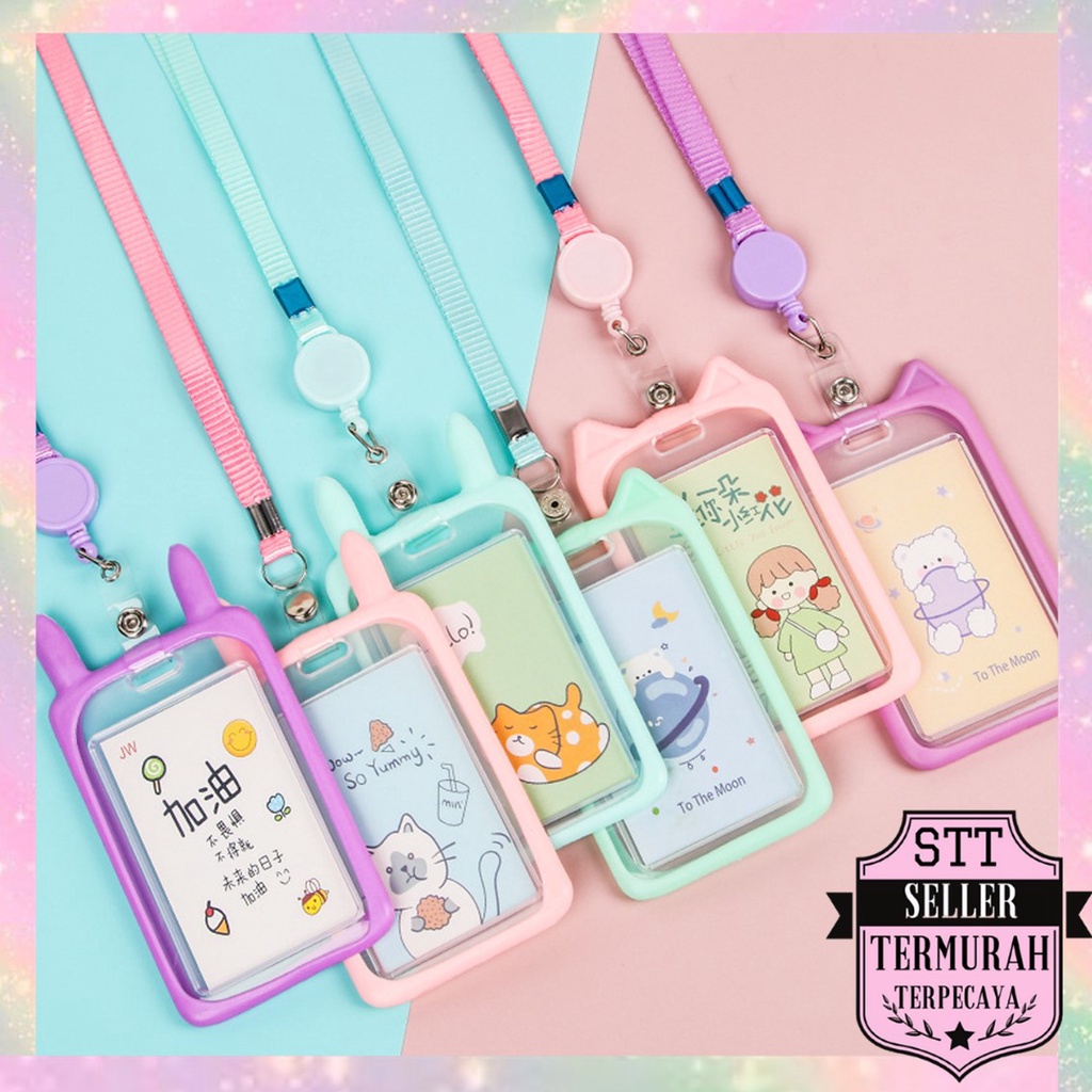 Jual STT Name Tag Lanyard Gantungan Kartu Motif Kucing Kelinci Akses ...