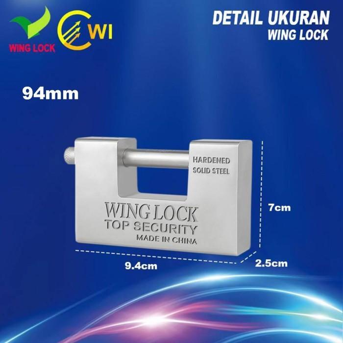 Jual GEMBOK PAGAR BESAR WING LOCK 70MM 90MM GUDANG RUKO BAJA ANTI KARAT ...