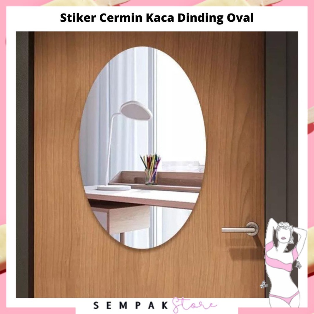 Jual SS Stiker Cermin Kaca Dinding Oval Anti Pecah Acrylic Kaca Cermin ...