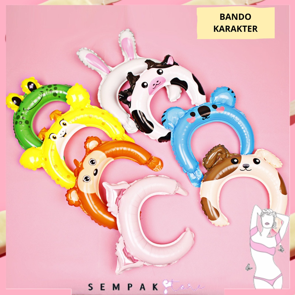 Jual SS Balon Bando Karakter Hewan Balon Foil Kartun Animal Headband Balon Ulang Tahun Bando ...