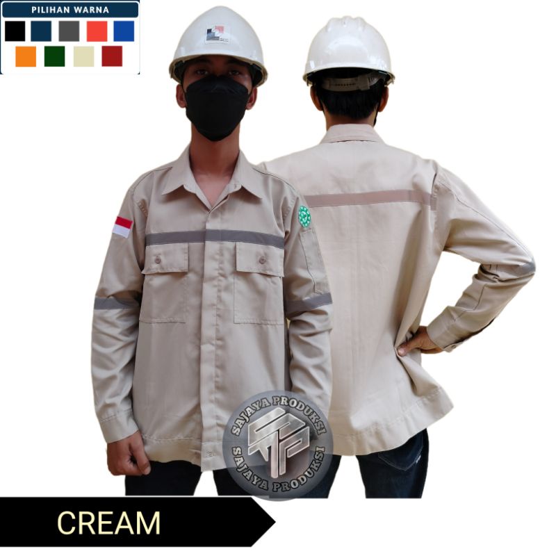 Jual Baju kerja proyek / Seragam kerja lapangan / kemeja sefety Cream ...