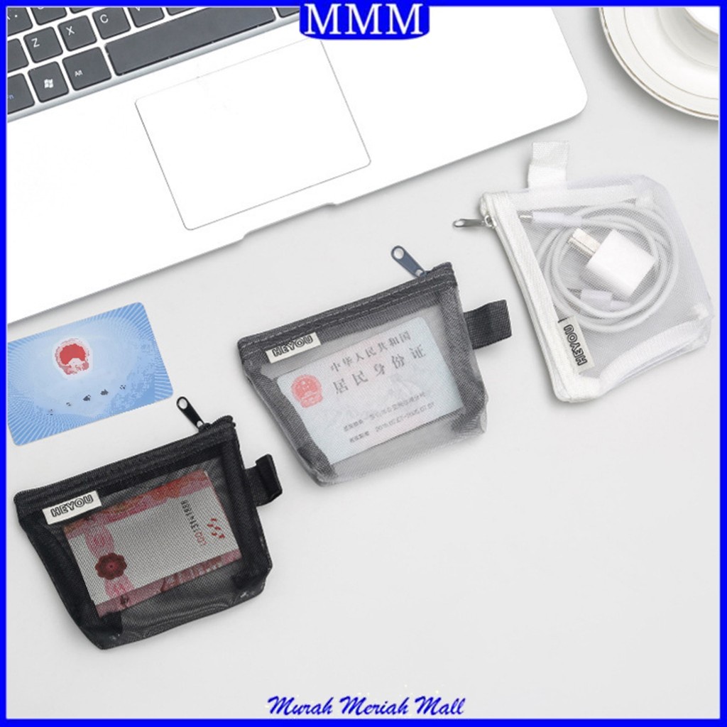 Jual MMM Dompet Koin Jaring Pouch Makeup Mini Transparant Tas Makeup ...
