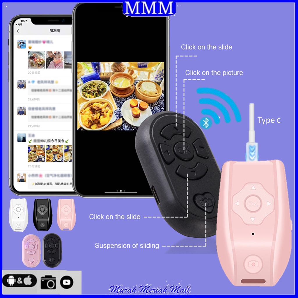 Jual MMM Remote Bluetooth Selfie V1 Remot Shutter Wireless V2 Kabel Type C Pengendali Jarak Jauh ...