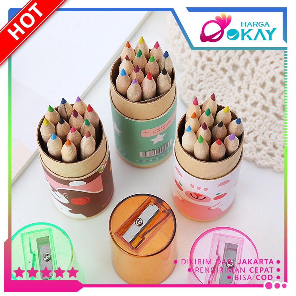 Jual Ho Pensil Warna 12 In 1 Serutan Pensil Color Pencils Quality