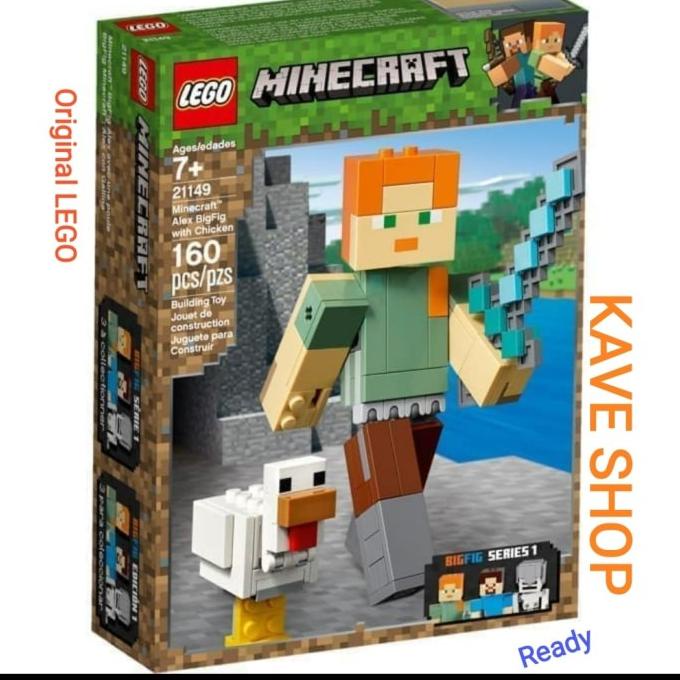 Jual Lego 21149 Minecraft : Alex BigFig with Chicken | Shopee Indonesia