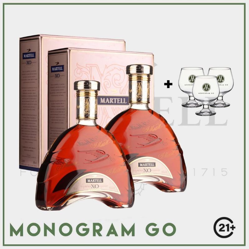 Jual MARTELL XO Extra Old Cognac 700ml (2 Bottles FREE 3 Brandy Glass ...