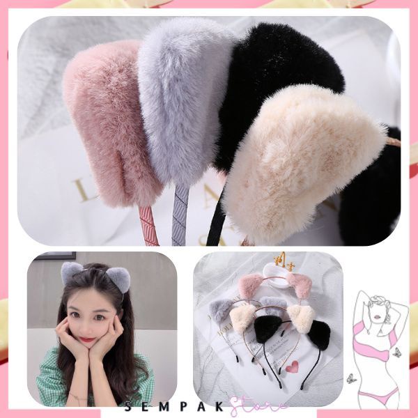 Jual SS Bando Telinga Kucing Model Bulu halus Lembut Bandana Wanita ...