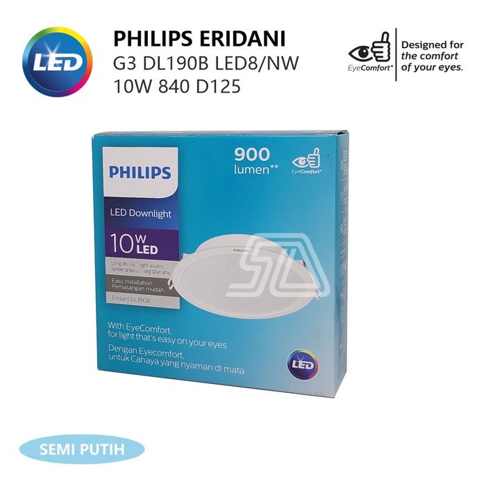 Jual Philips Downlight ERIDANI G3 DL190B LED8 D125 10W 840 WH SNI ...