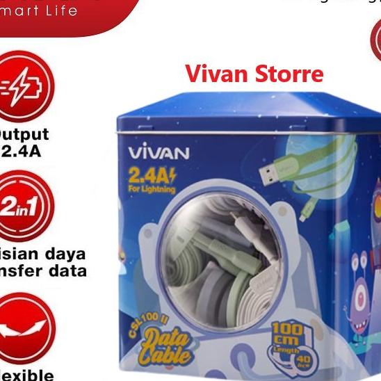 Jual Vivan Kabel Data Lightning Csl100 Ll Cable Data 100Cm 2.4A For ...