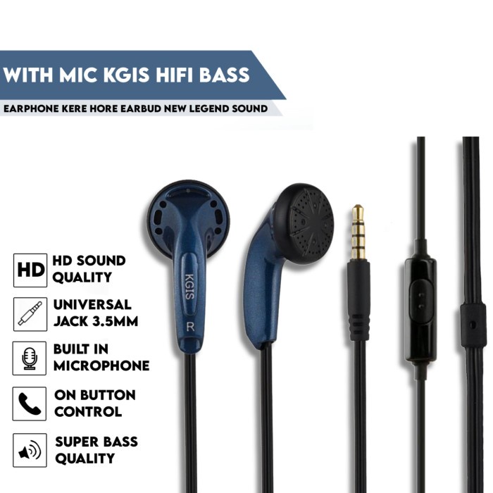 Jual with mic kgis hifi bass earphone kere hore earbud new legend sound ...