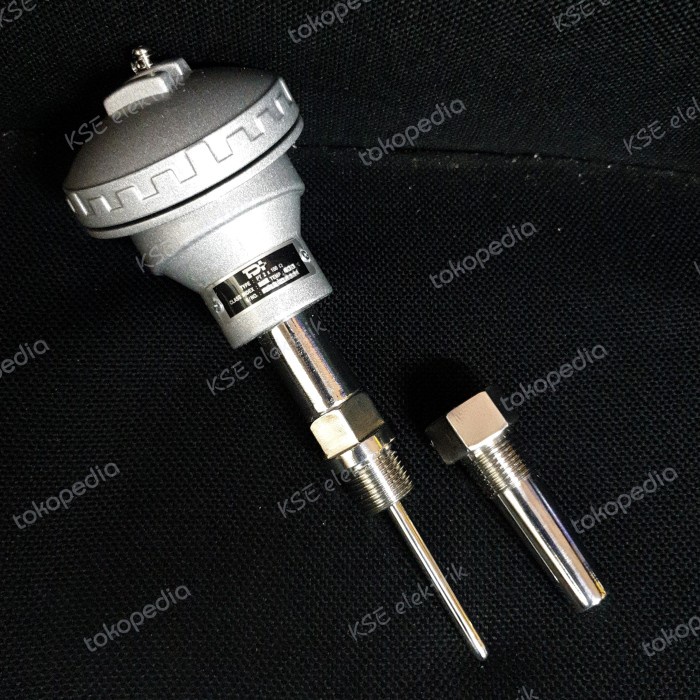 Jual sensor panas thermocouple 2xPT100 6X60mm drat 1/2" + thermowell ...
